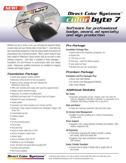 Data Sheet (PDF, 2.6mb) - Direct Color Systems