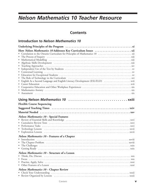 Nelson Mathematics 10 Teacher Resource - Nelson Education