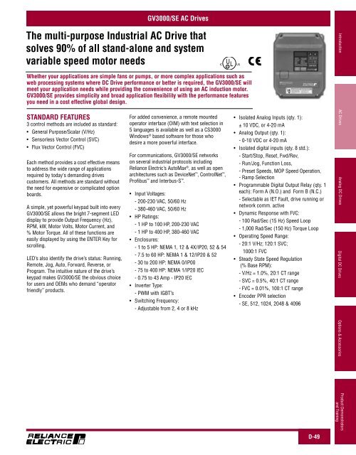 The multi-purpose Industrial AC Drive that solves ... - Reliance Electric