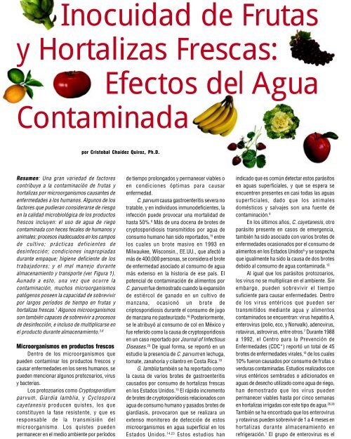 Inocuidad de Frutas y Hortalizas Frescas: Efectos del Agua ...