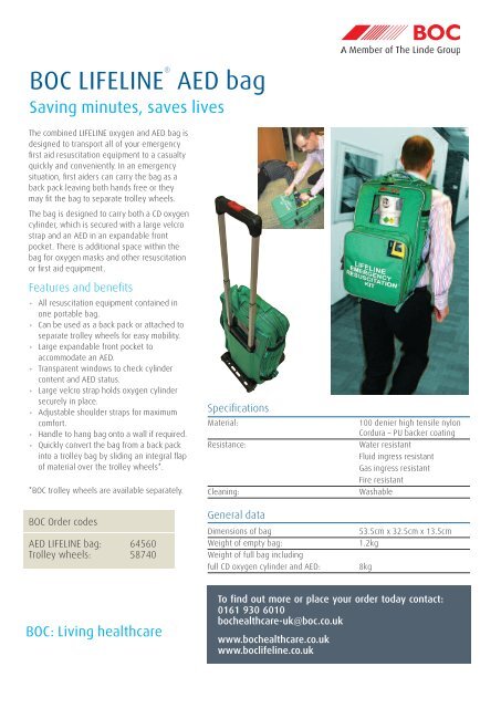 BOC LIFELINEÂ® AED bag - BOC Healthcare