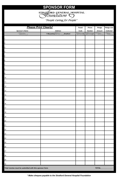 Positive Spin Sponsor Sheet - Stratford General Hospital Foundation