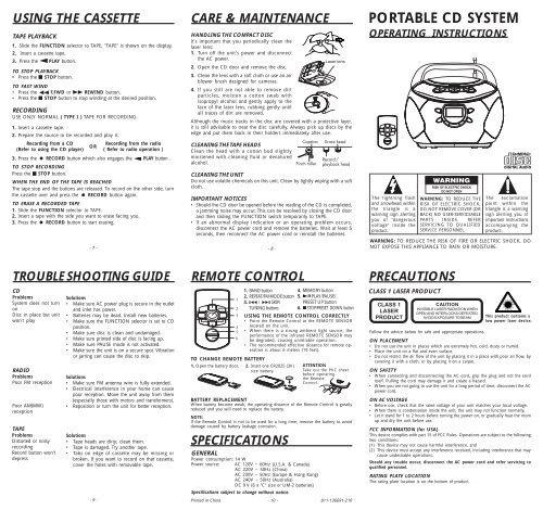 portable cd system operating instructions - Venturer
