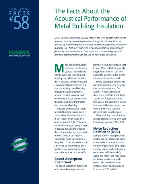 Facts about Acoustical Performance of Metal ... - TLP Insulation