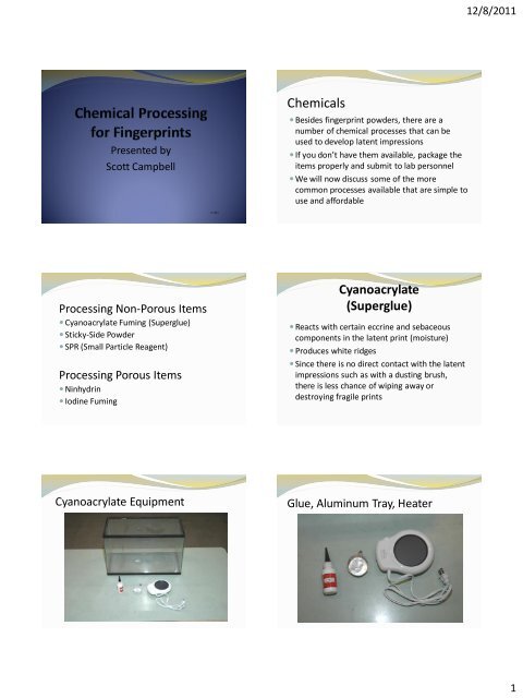 Chemical Processing for Fingerprints