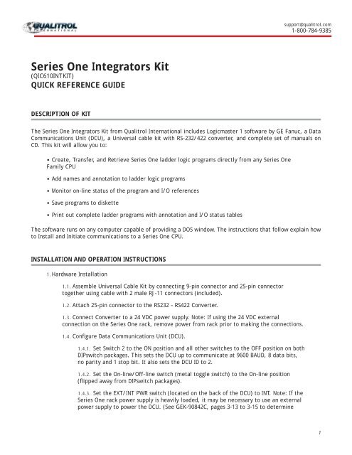 Series One Integrators Kit - Qualitrol International