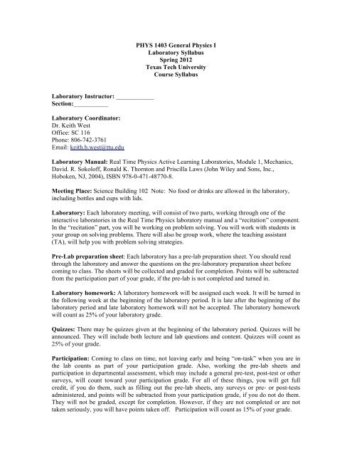 1403 Lab - Texas Tech University