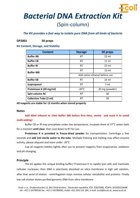 Micro Sample DNA Fast Extraction Kit - ecoli.sk