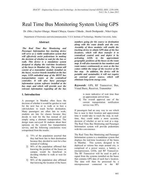 Real Time Bus Monitoring System Using GPS - Engineering Science ...