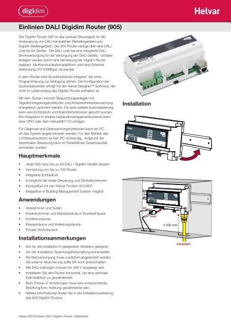 Einlinien DALI Digidim Router (905) - Helvar