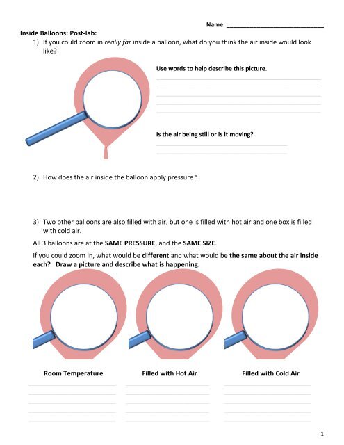 1) If you could zoom in really far inside a balloon, what do ... - PhET