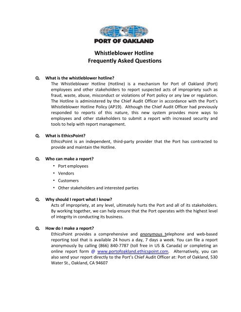 Whistleblower Hotline - EthicsPoint