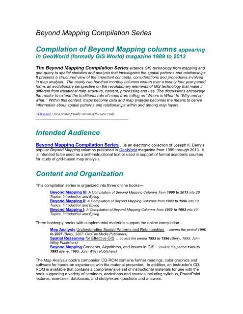 About the Map Analysis book - Innovative GIS