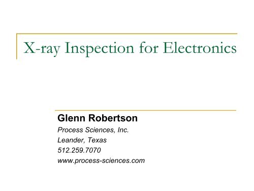 X-ray Inspection for Electronics - SMTA