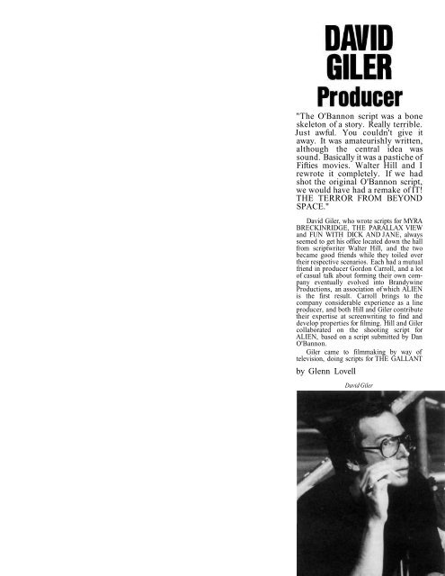 Interview: David Giler - Producer, H.R. Giger - Alien Design