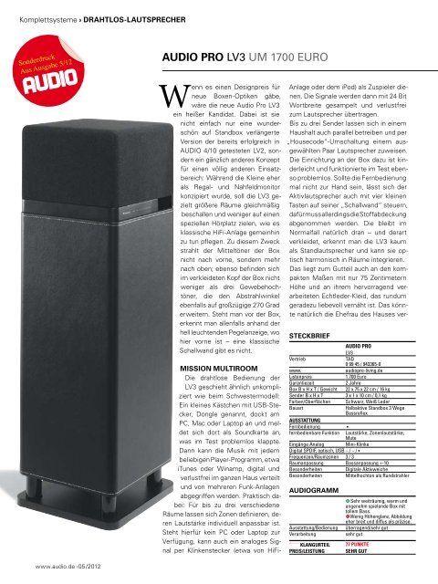 AUDIO PRO lv3 um 1700 EuRO