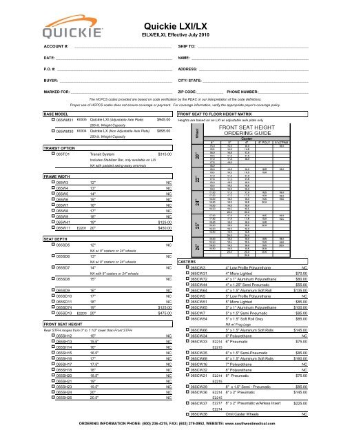 Quickie 2 Order Form
