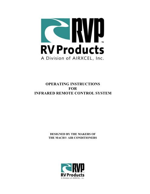 operating instructions for infrared remote control system - RV Comfort