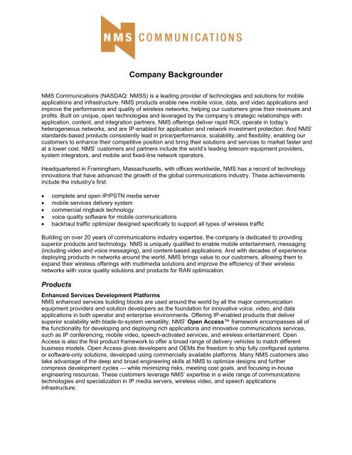 Company Backgrounder