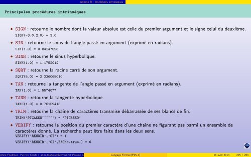 Annexe B : procédures in