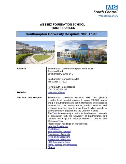 WESSEX FOUNDATION SCHOOL - Wessex Deanery