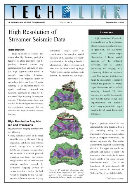 High Resolution of Streamer Seismic Data - Petroleum Geo-Services
