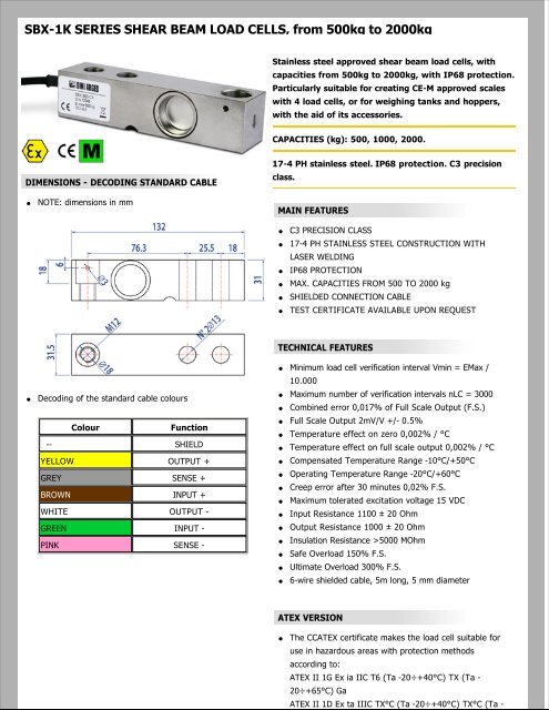 SBX1K SERIES SHEAR BEAM LOAD CELLS, from 500kg to ... - Vetek