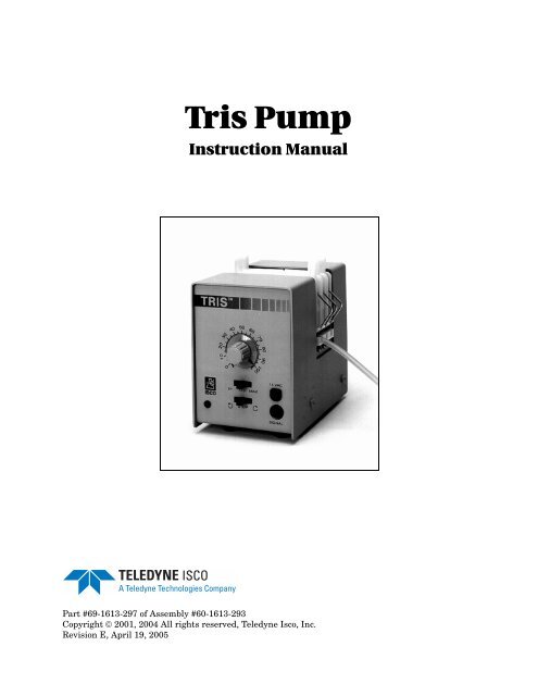 Tris Pump User Manual - Isco