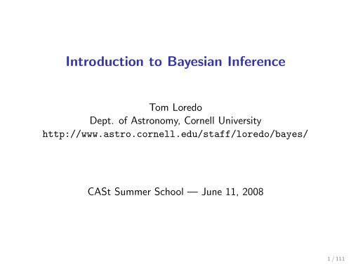 Introduction to Bayesian Inference Introduction to Bayesian Inference