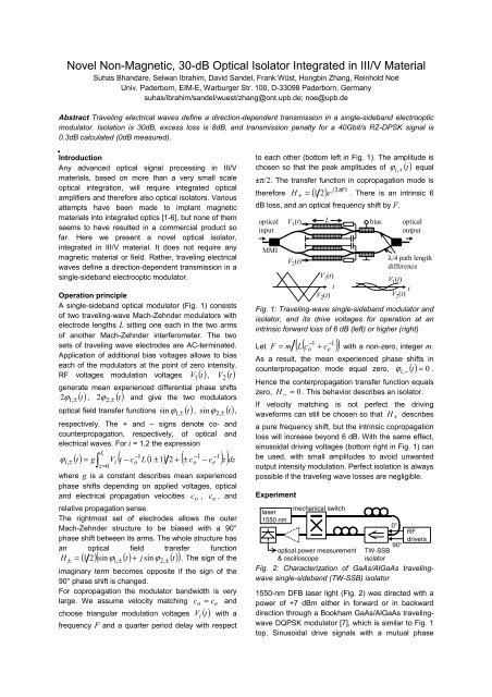 Novel Non-Magnetic, 30-dB Optical Isolator Integrated in III/V Material