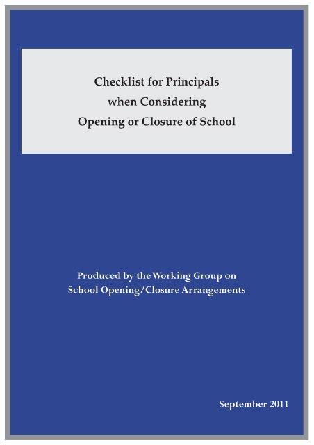 Checklist for Principals when Considering Opening or Closure of ...