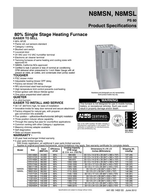 N8MSN, N8MSL GAS Single Stage PSC Specifications - Documents ...
