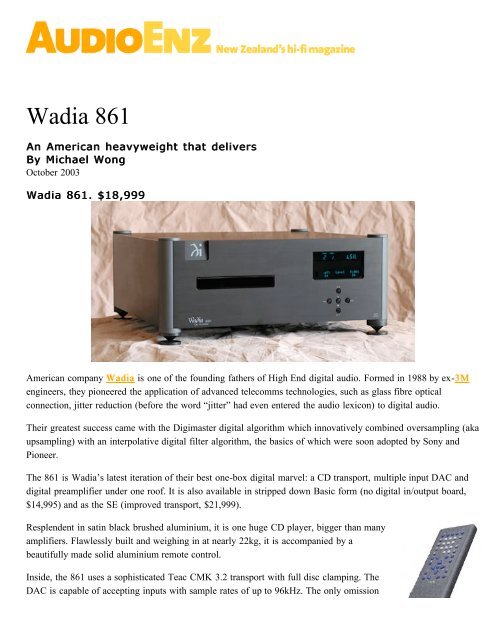 AudioEnz - Wadia 861 - Wadia Digital
