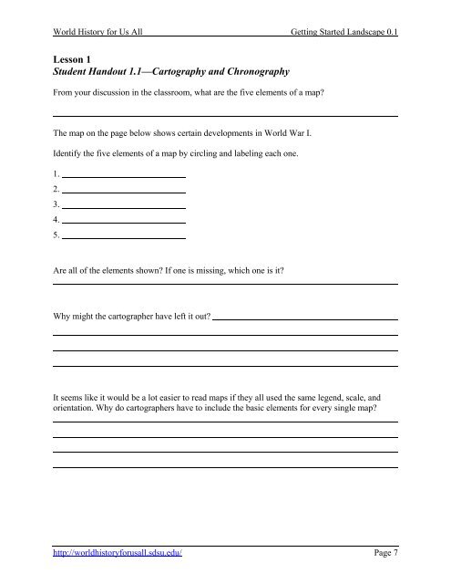 Lesson 1 Student Handout 1.1â Cartography and ... - About Us