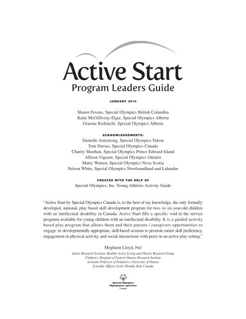 Program Leaders Guide - Special Olympics Nova Scotia