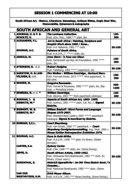 SOUTH AFRICAN AND GENERAL ART