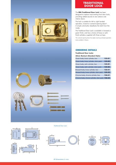 TRADITIONAL DOOR LOCK - BW Hardware