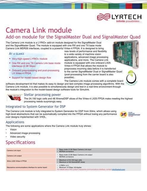 Camera Link module product sheet