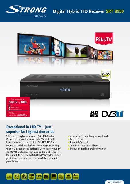 Digital Hybrid HD Receiver SRT 8950 - STRONG Digital TV
