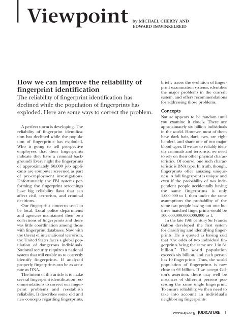 How we can improve the reliability of fingerprint ... - cherry biometrics