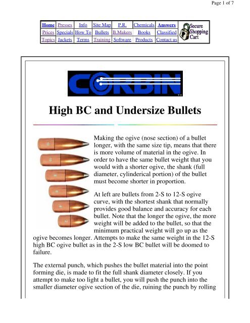 High BC and Undersize Bullets - Corbin Bullet Swaging