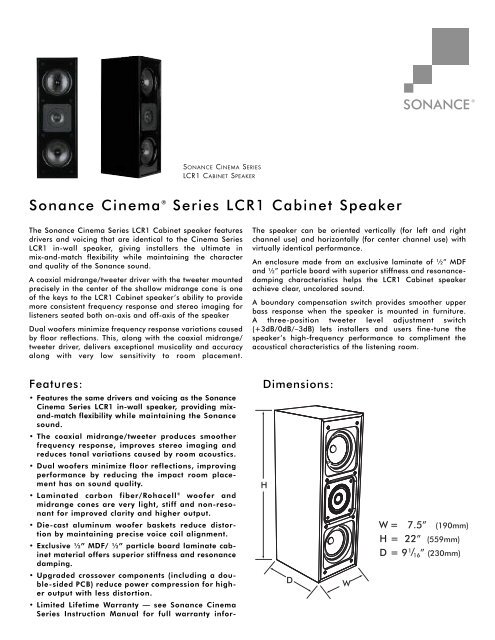 Cinema Cabinet Data Sheet - Sonance
