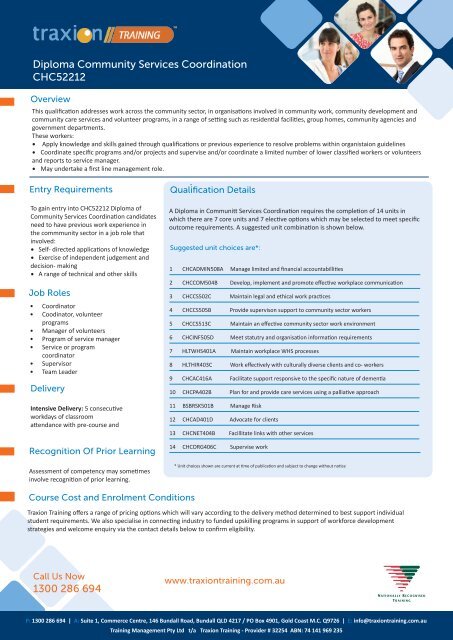 Diploma Community Services Coordination ... - Traxion Training