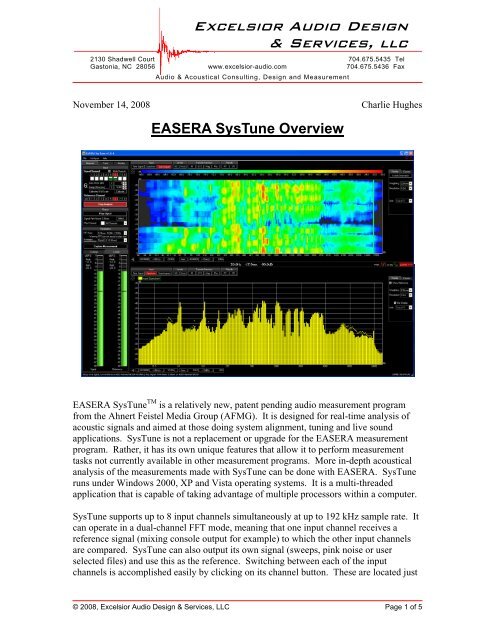 EASERA SysTune - Overview - Excelsior Audio