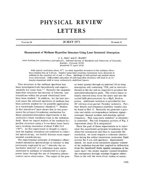 physical review letters - Page personnelle de Christian J. Bordé - Free