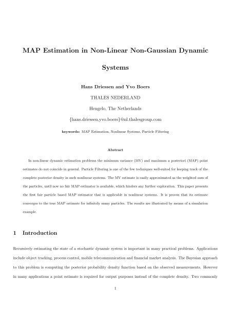 Map Estimation In Non Linear Non Gaussian Dynamic Systems