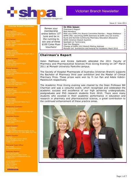 June 2011 - The Society of Hospital Pharmacists of Australia