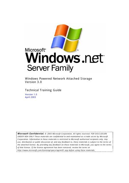 Windows Powered Network Attached Storage Version 3.0 Technical ...