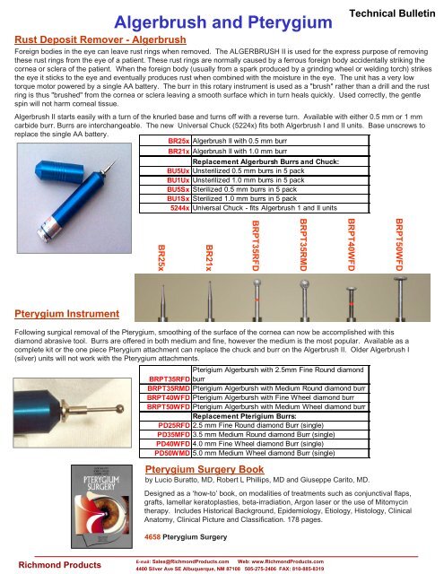 Algerbrush and Pterygium - Richmond Products