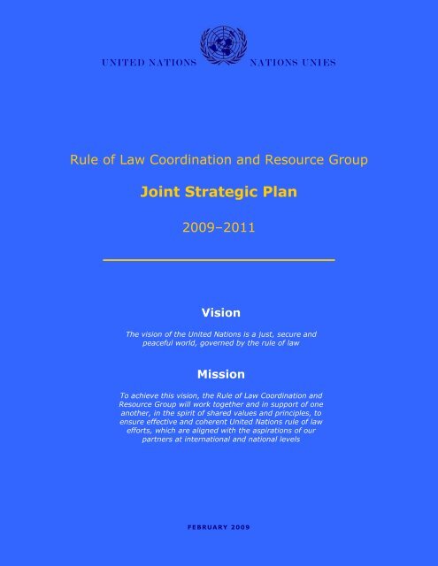 RoLCRG Joint Strategic Plan - United Nations Rule of Law